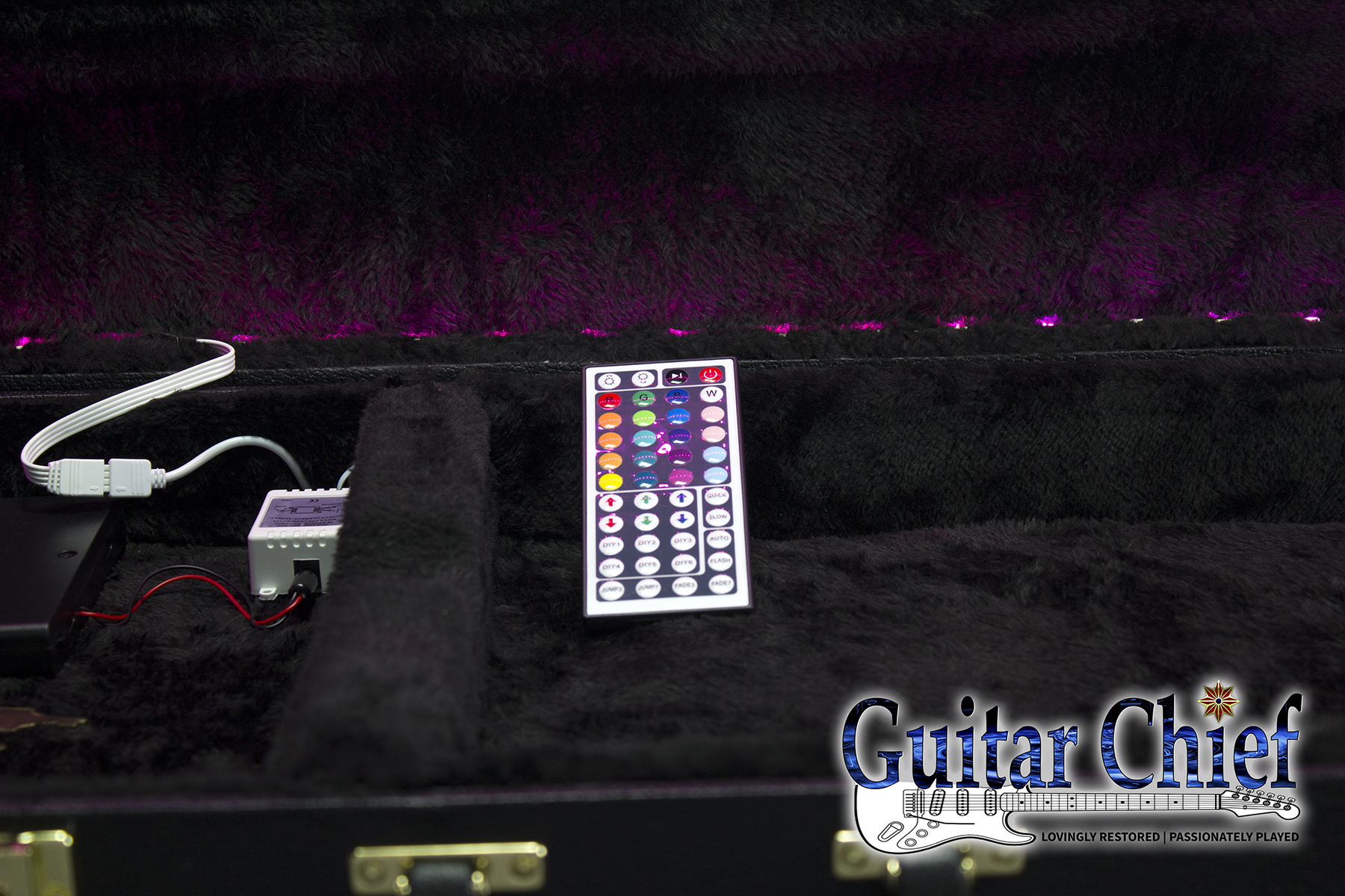 Musician’s Gear Deluxe Electric Guitar Case With LED Lights, IR Remote ...